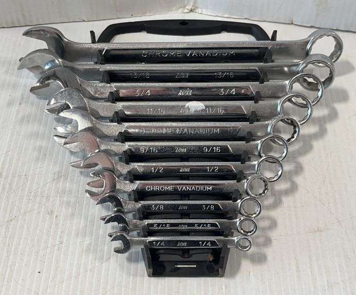 (11) PIece Ace Hardware end wrench set, 1/4" through 7/8", like new ...