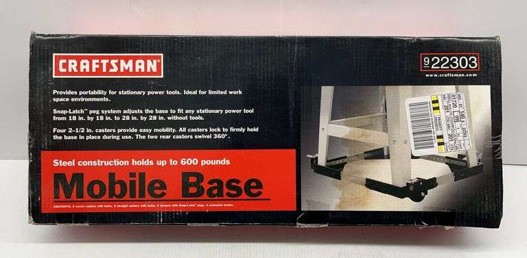Craftsman mobile table saw base, fits 18" x 18" to 28" x 28" saws ...