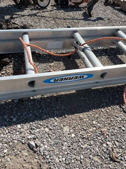 Werner extension ladder, two sections, 12', 24' extension, good labels ...