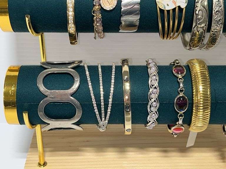 (22) Bracelets, all untested, but some very nice, tennis, cuff, bangle ...