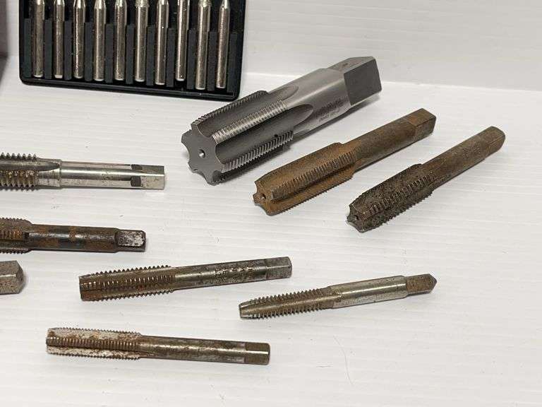Various taps and deburring tools, all new, includes: (3) 5/16-16, (3) 3 ...