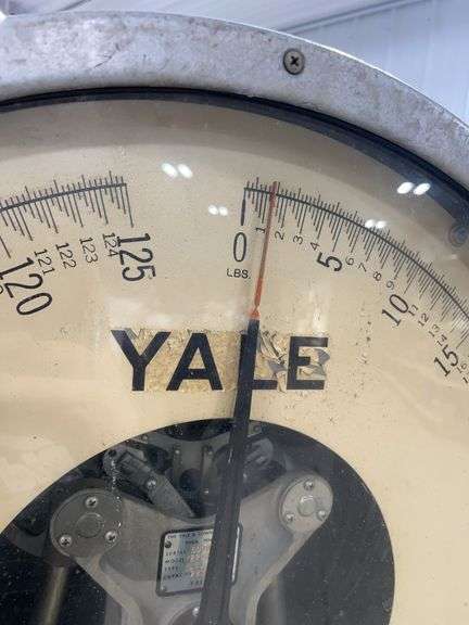 Yale scale, 24"W x 66"H, works, rusty - Albrecht Auction Service