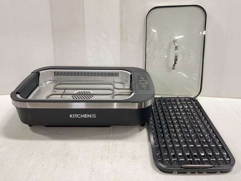Kitchen HQ air grill smokeless, 20"W, like new - Albrecht Auction Service