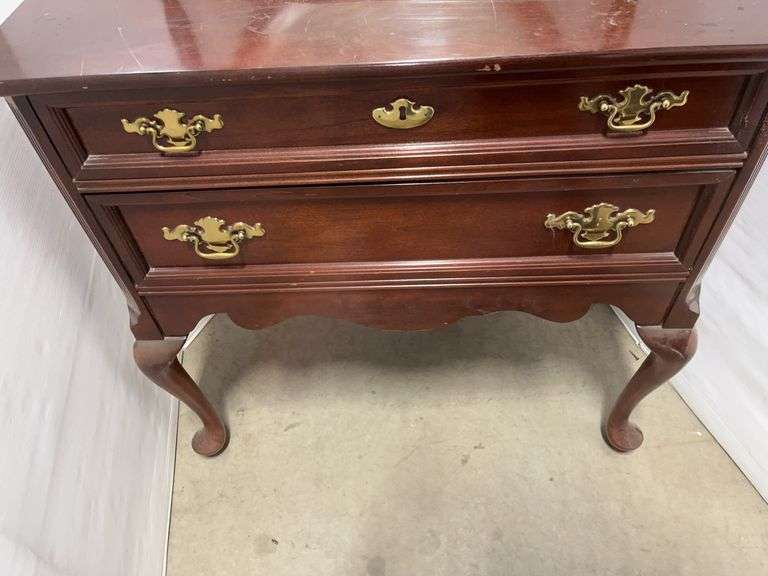 Bassett dresser with mirror, Queen Anne style, 36"W x 19"D x 69"H, good ...