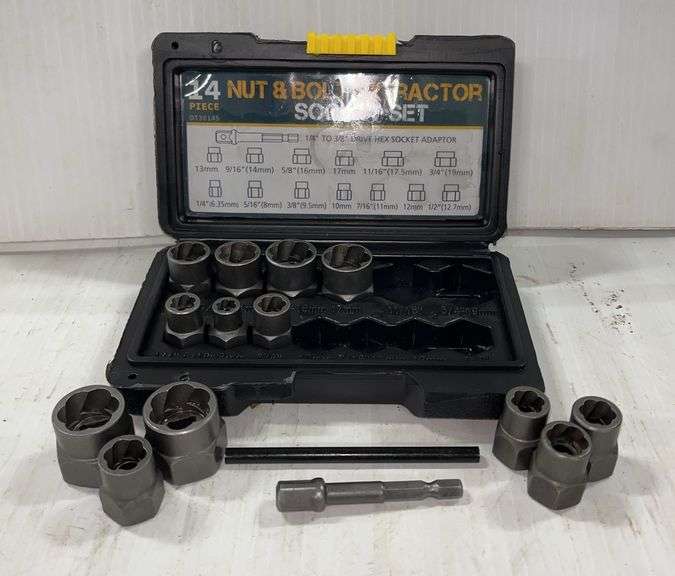 15-Piece set of nut extractors, includes 13-Piece bolt and nut remover ...
