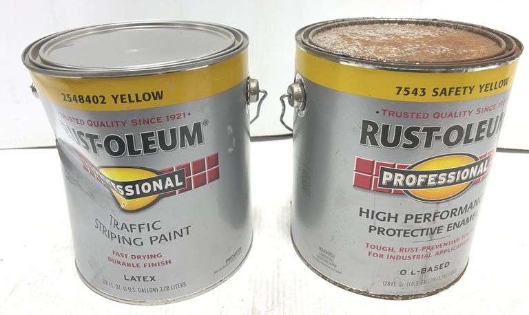 (2) Full gallons of Rustoleum yellow paint, includes: 1- Traffic ...
