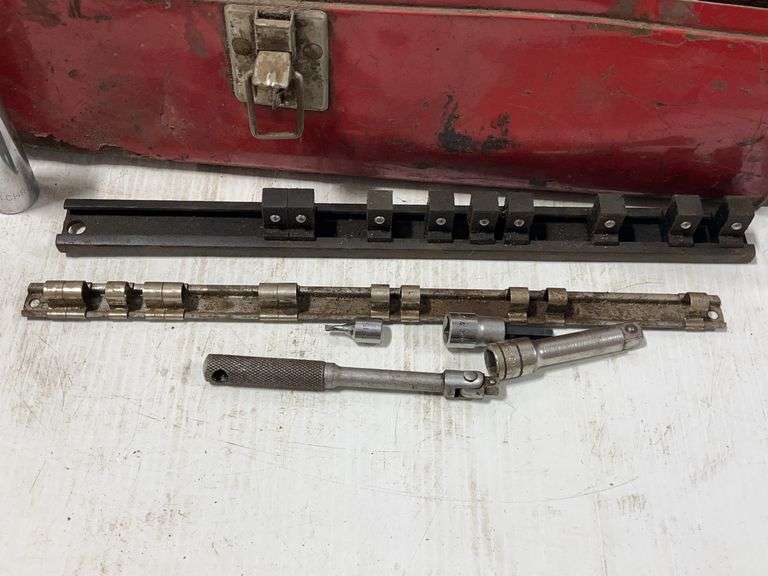Tool box with various sockets, breaker bars, and extensions, case- 20"W ...