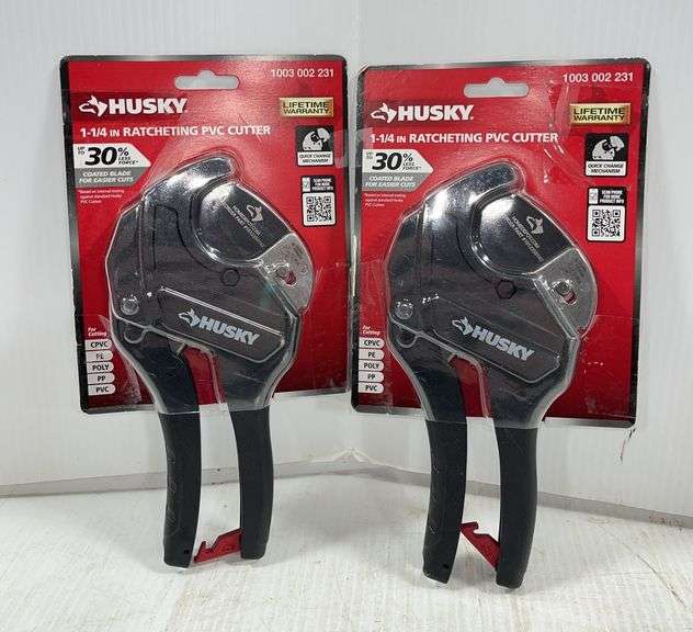 (2) Husky 1 1/4" PVC cutters, new - Albrecht Auction Service