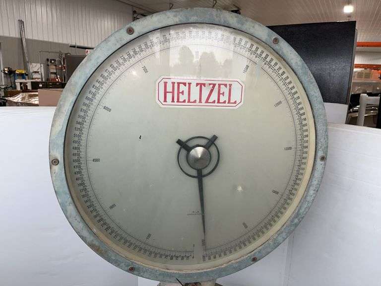 Heltzel scale head, 37"W x 60"H, rusty/wear - Albrecht Auction Service