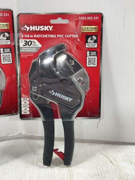(2) Husky 1 1/4" PVC cutters, new - Albrecht Auction Service