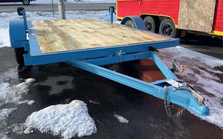 Single-axle tilt deck trailer, painted 1980s square body Chevy blue, 10 ...