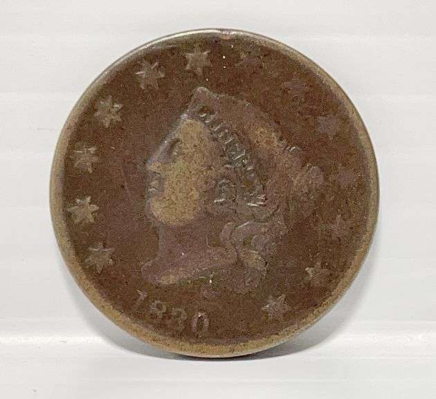 1830 US large cent, 195 years old, ex-nice, full date coin - Albrecht ...