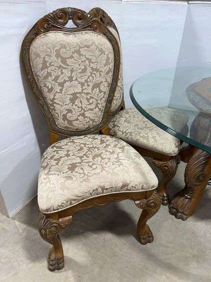 AICO by Michael Amini Paradiso Dining Set, Table with Heavy Glass Top ...