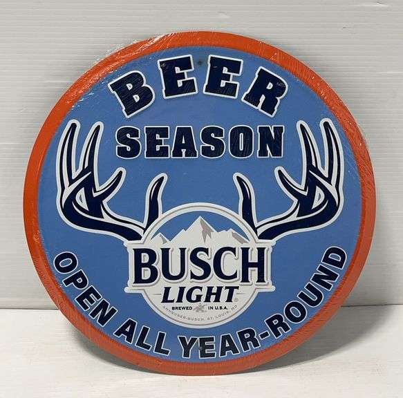 Beer Season Busch Light Metal Sign, US Made, Seal On Back - Albrecht ...