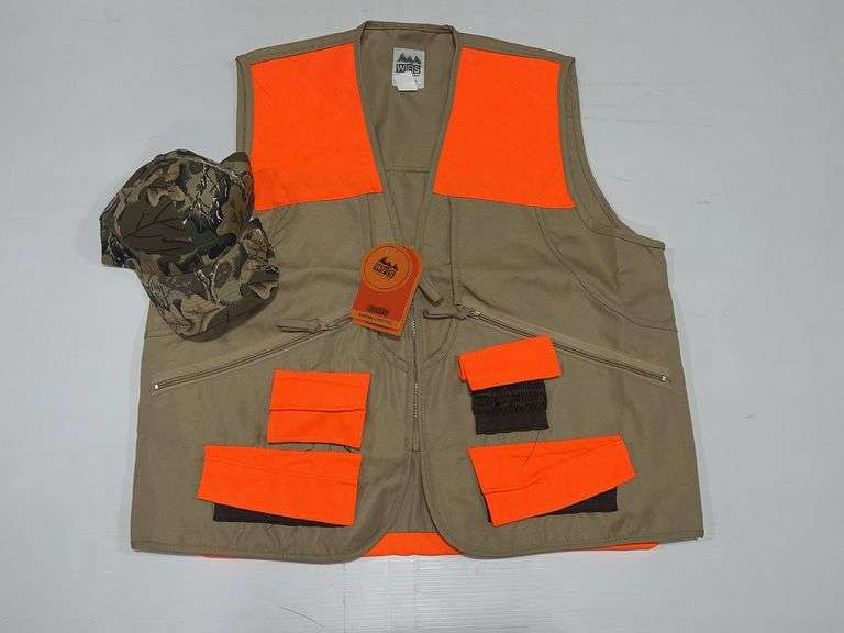 Hunting Vest with Shell Loops, Front and Back Game Bags; Camo Hat ...
