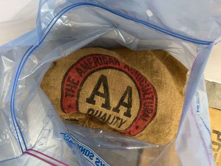 Burlap-Domino Sugar Bag; (5) Burlap Fertilizer Bags, Michigan Carbon ...