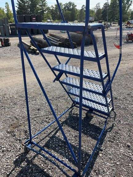 9' Rolling Warehouse Ladder Staircase - Albrecht Auction Service