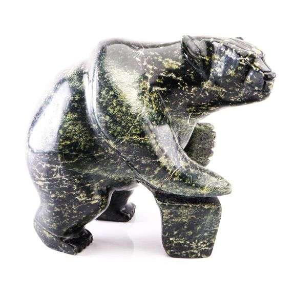 Inuk Artist, Hand Carved Stone Bear Sculpture, Chip in The Neck ...