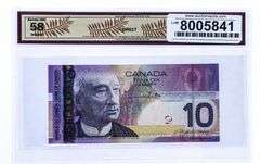 Bank of Canada 2005 $10 AU 58 Original BCS -Single Note Replacement1 ...