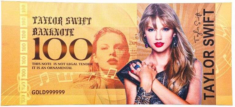 TAYLOR SWIFT Golden Collectible Banknote 100 .999 Fine Gold Foil ...