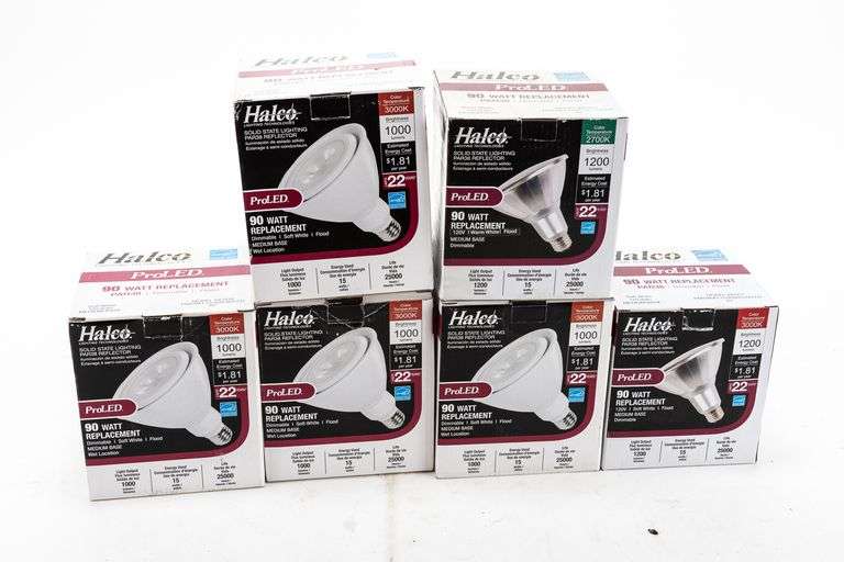 Halco ProLED 90 Watt Replacement Dimmable Flood- Set of 7 - Auction Ohio