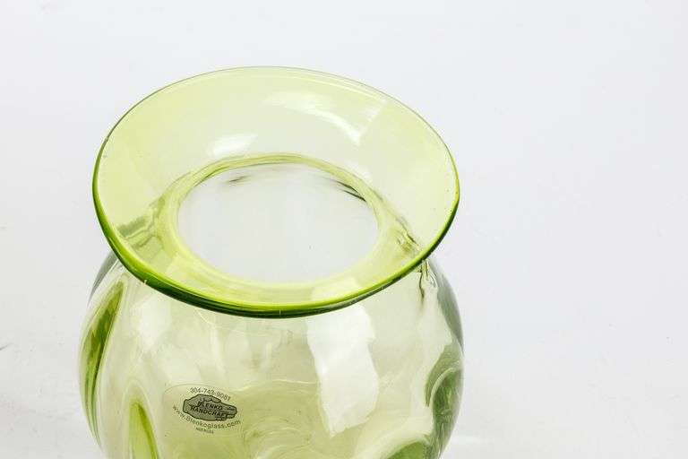 Blenko Handcraft Green Vase- Lovely! - Auction Ohio
