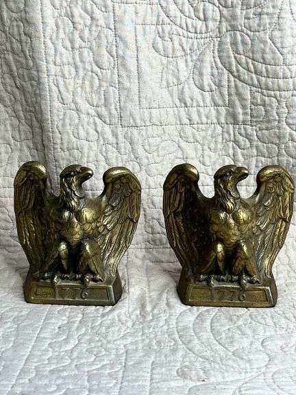 Vintage Brass Eagle Bookends - Auction Ohio