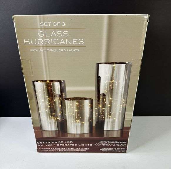 Liberty Glass Hurricanes w/ Built In LED Micro Lights - Auction Ohio