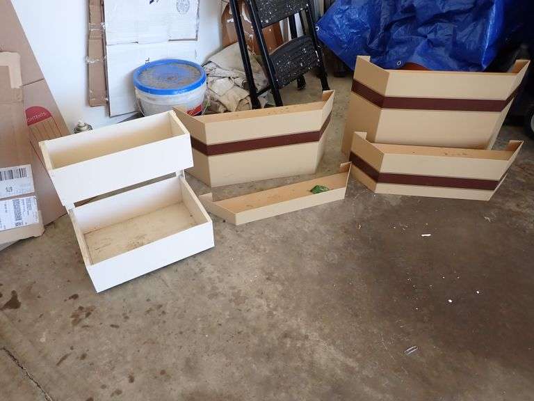 4 Custom Made Steel decor boxes, for Faux Plants & handy 2 tier steel ...