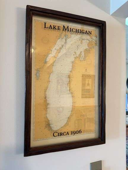 Lake Michigan framed map-1906 map - Auction Ohio