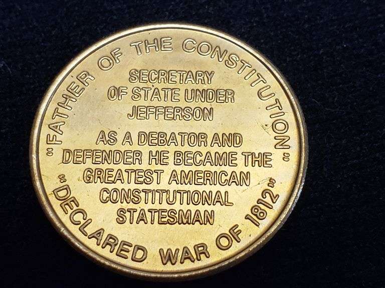 4th President USA James Madison - Token - Auction Ohio