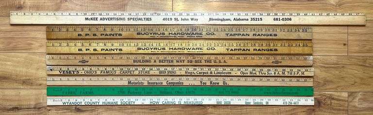 Vintage Hardware Store Yardsticks - Auction Ohio