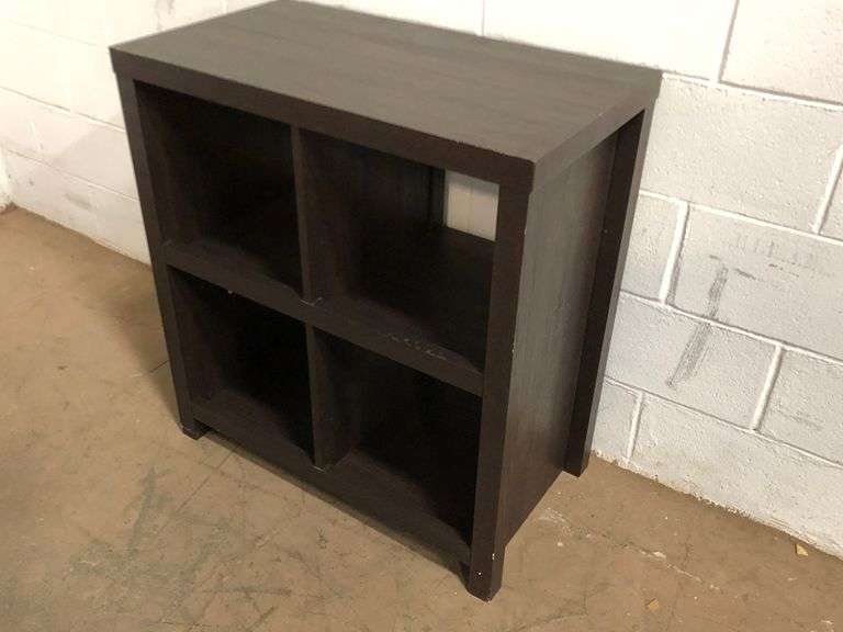 Dark Stain Deep Cubby Shelf - Auction Ohio