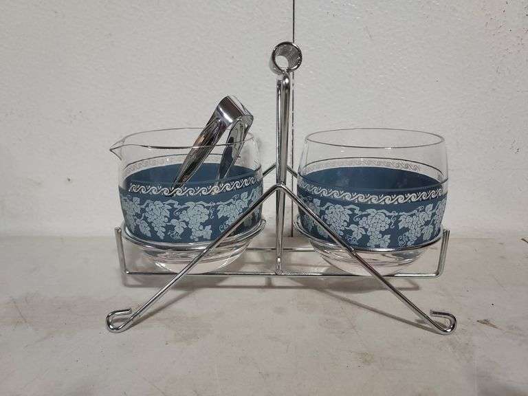 1960s Hazel Atlas Sugar, Creamer, & Rack - Auction Ohio