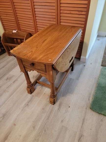 Wood End Table Drop Leaf Sides - Auction Ohio