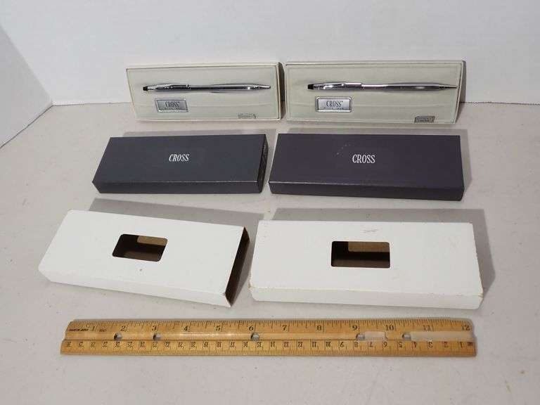 TWO - Chrome CROSS #3502 Ballpoint Pens in Presentation Box - Never ...