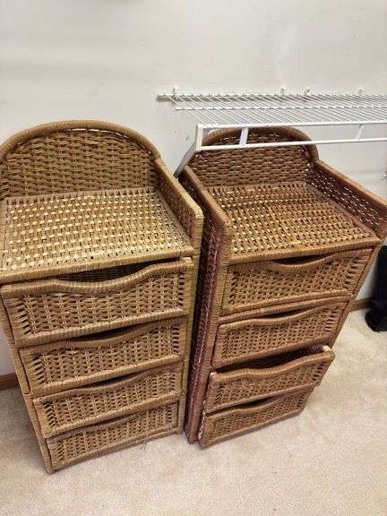 2 wicker cabinets with drawers - Auction Ohio