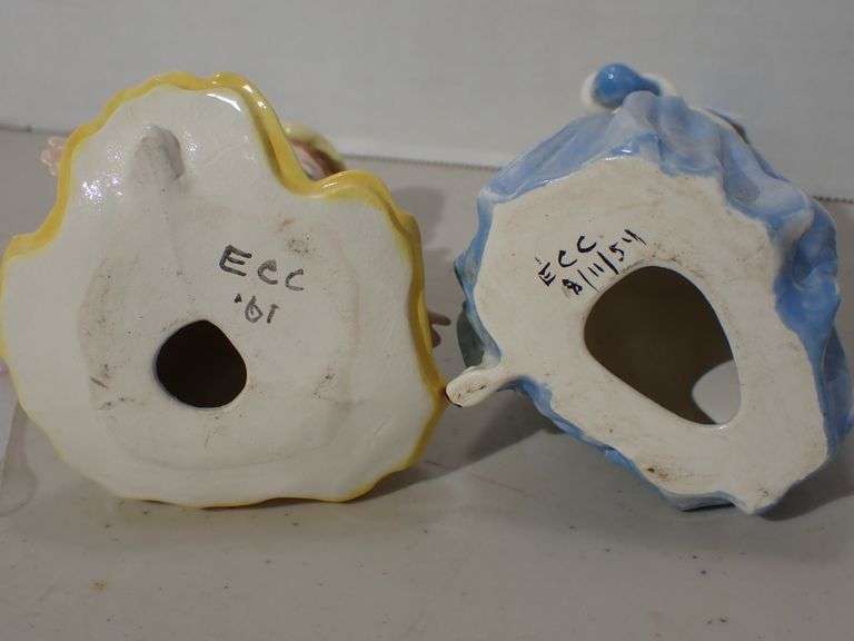 Two Ceramic Statues - Hand painted - Signed on base - Dated 1954 & 1961 ...