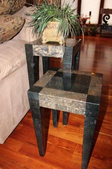 Pair of Stone Accent Tables - Auction Ohio