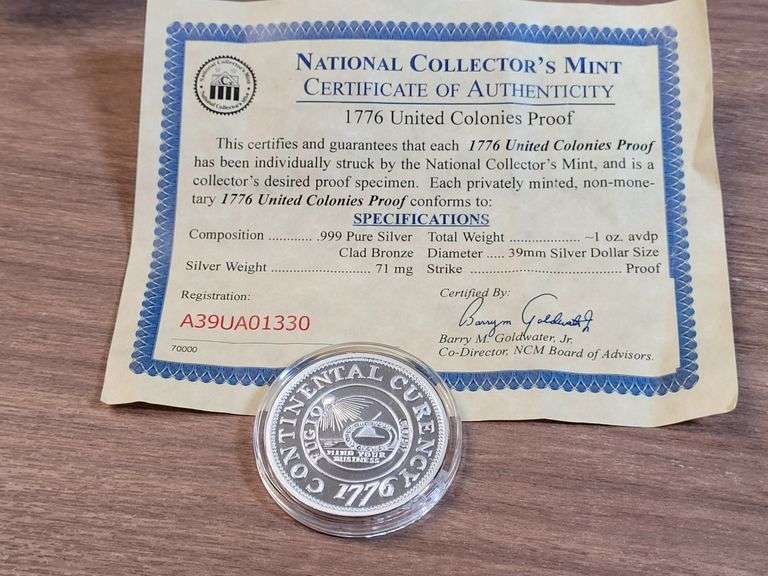 National Collector's Mint with Certificate of Authenticity .999 Pure ...
