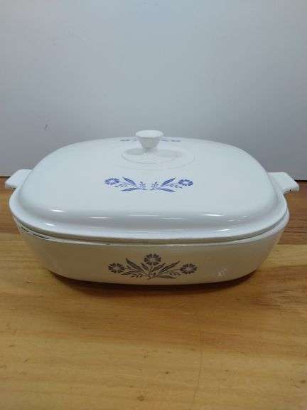 Large Corning Pyroceram USA Blue Cornflower Casserole Dish with ...