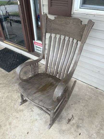 Oak Pressed Back Rocking Chair - Auction Ohio