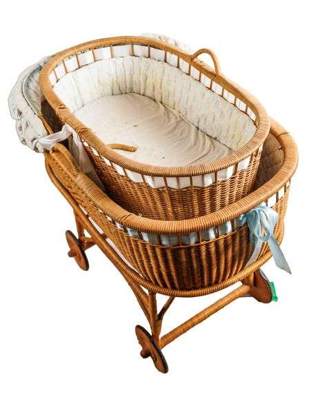 Vintage Wicker Bassinet and Basket - Auction Ohio