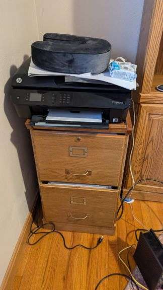HP Officejet 4635 Printer and Wooden Filing Cabinet - Auction Ohio