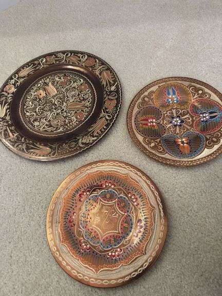 Vtg metal Turkish copper plates - Auction Ohio