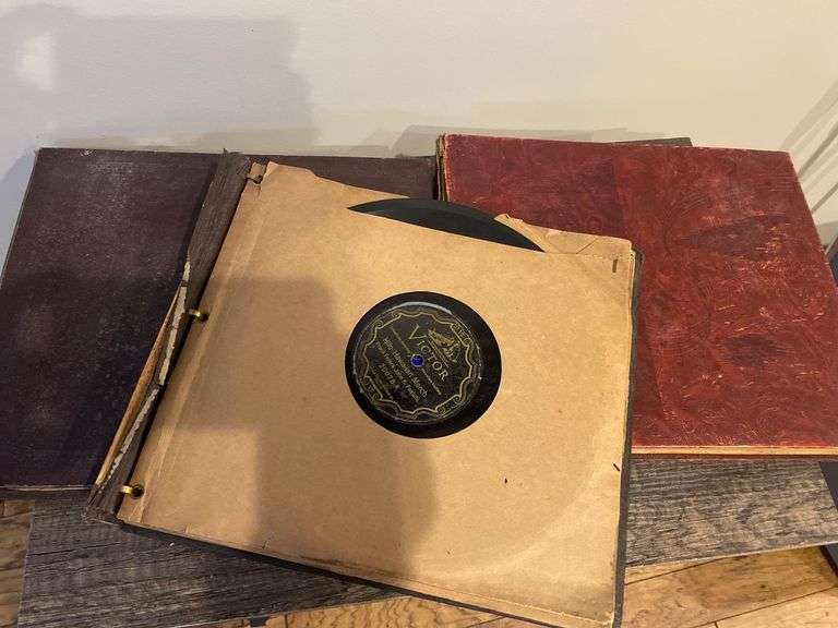Three antique record album books with records - Auction Ohio