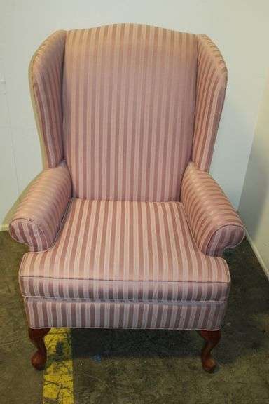 Rose Stripe Wing Back Chair - Auction Ohio