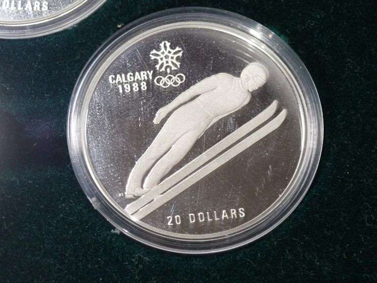 1988 Calgary Winter Olympics Canadian Proof Silver Coin Set 10 Coins w ...