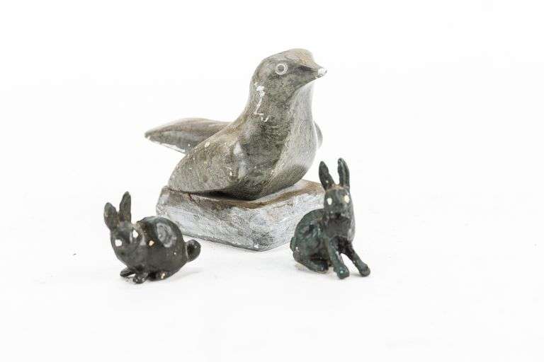 Carved Stone Bird and Rabbit Friends - Auction Ohio