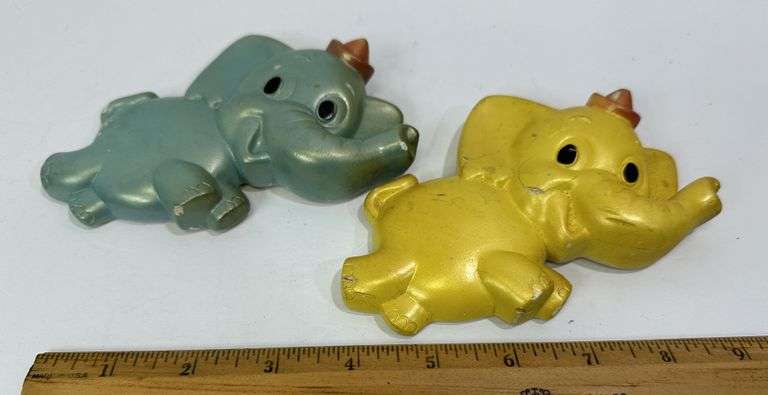 Miller Studio Chalkware Pearl Yellow & Baby Blue Elephant Wall Art ...